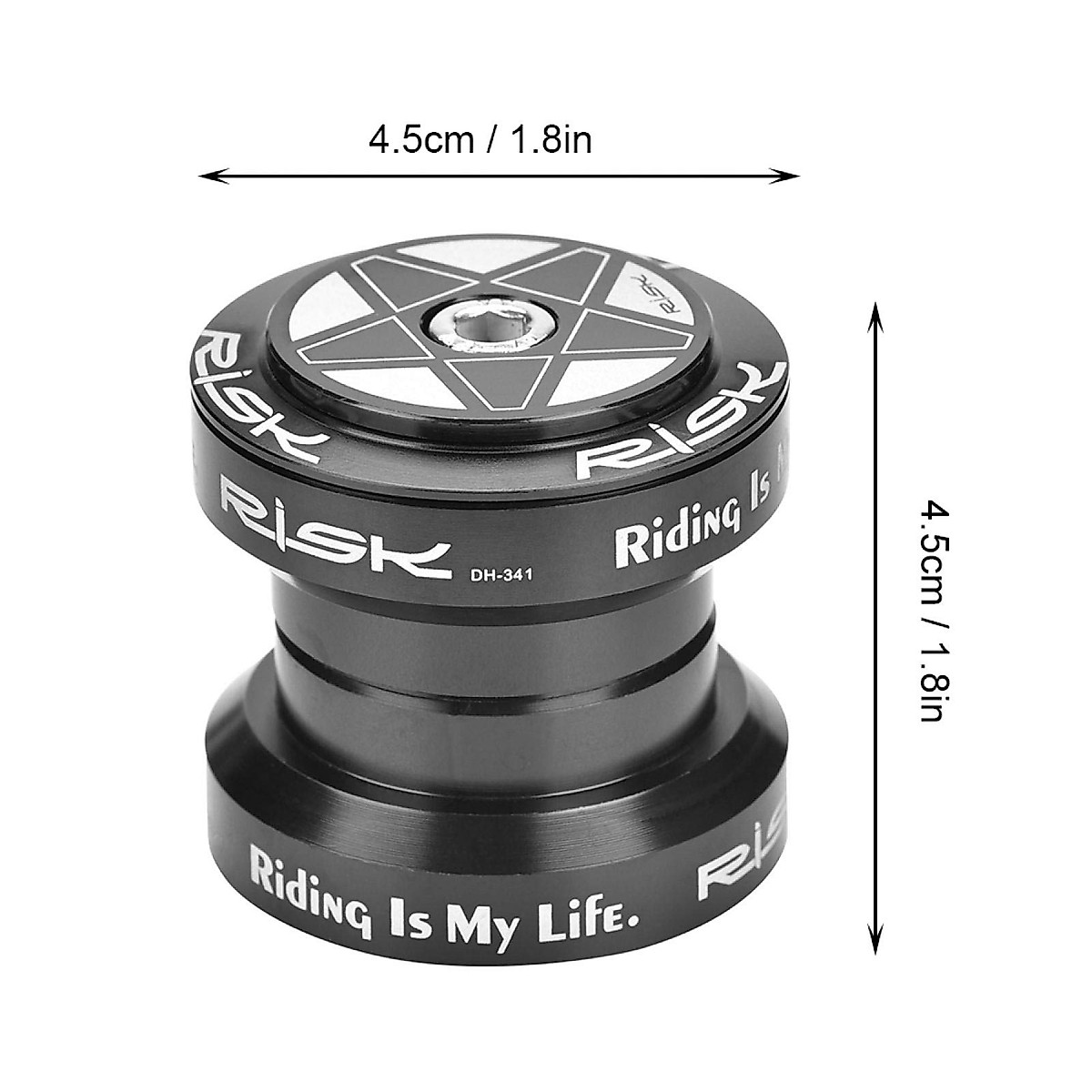 Bike Bearing Headset CNC High Machining Aluminum Alloy 34mm Bike Headset Fork Bearings Accessory(Black)