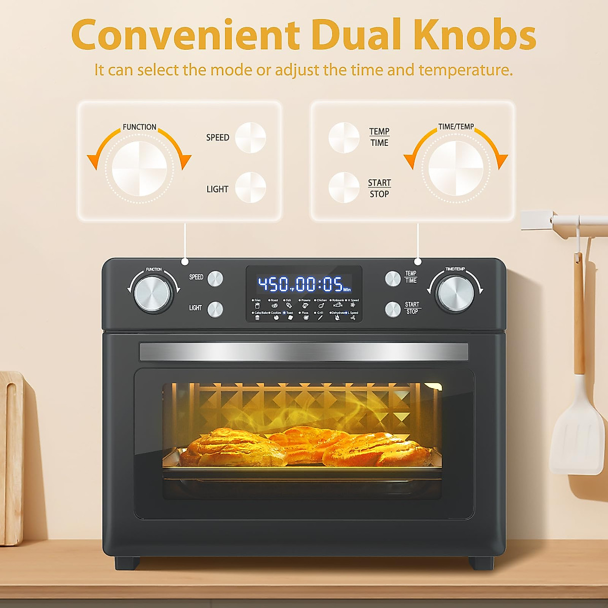 26 inch Toaster Oven Freestanding and Wall Mounted, Toaster Oven with Remote Control & Touch Screen, Adjustable Flame Color and Speed, Log/Crystal Options
