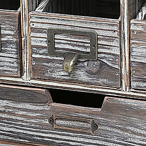 MyGift Rustic Torched Wood Desk Supplies Organizer Caddy with Multiple Compartment Drawers, Craft Supply Storage Cabinet with 4 Drawers