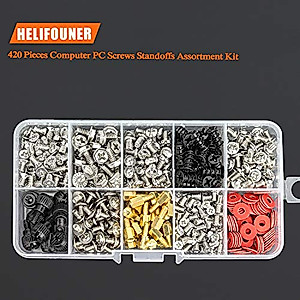 HELIFOUNER 420 Pieces Computer Standoffs Screws Assortment Kit for 2.5" SSD, Hard Drive, Computer Case, Motherboard, Fan Power Graphics