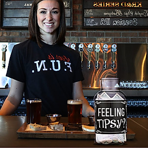 Glass Tips Jar for Money, Tip Box For Bartender, Bars, Money Container, Tip Bucket for Musicians, Tip Jar for Restaurants, Glass Tip Boxes (tipsy)