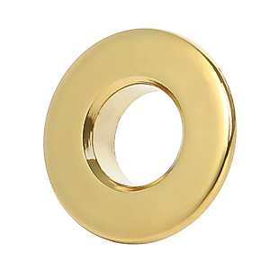 LQS Basin and Sink Trim Overflow Cover for Kitchen, Bathroom and Vanity Sink, Solid Brass Insert in Hole Round Caps, Colour Gold