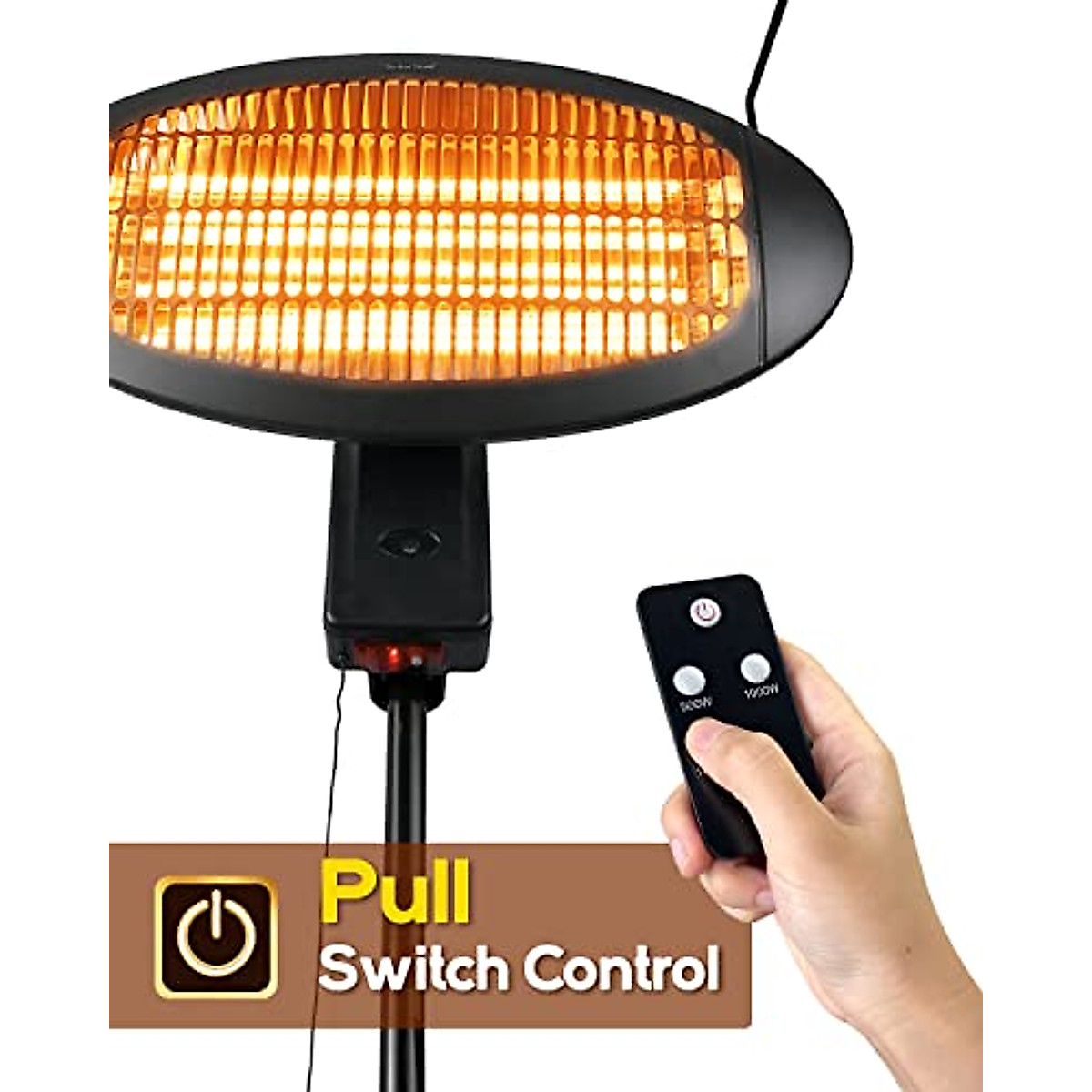 Patio Heater Electric Infrared Heater 1500W with 3 Modes Fast Heating with Tip-Over Overheat Protection for Garage, Backyard, Camping, Balcony use