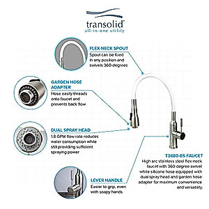 Transolid TCAB-2420-WSW 24-in All-in-One Laundry Cabinet Sink, Stainless Steel High Arc Faucet, and Basket, White