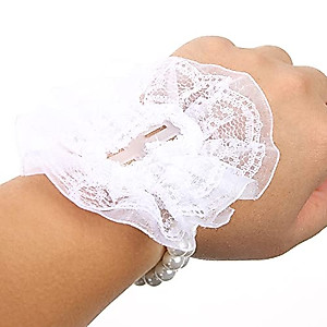 TEHAUX Bridal Wristband Pearl Bracelets Wrist Corsage Bride Accessories 12pcs Wedding Wrist Corsages Pearl Lace Corsage Wristlet Pearl Wedding Wristband Wrist Band for DIY Corsage Manual