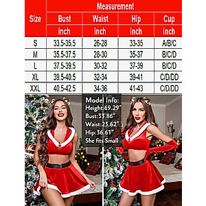 Avidlove Sexy Christmas Lingerie for Women Holiday Outfits 2 Piece Santa Sleepwear with Hooded