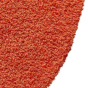 Rugs.com - Über Cozy Solid Shag Collection Rug – 4 Ft Round Tiger Orange Shag Rug Perfect for Kitchens, Dining Rooms
