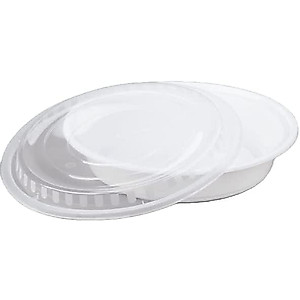 BULK White BIG Container REUSABLE Bowl Meal Food Prep Round Microwavable Heavy Weight bulk Container with Lid, Reusable Plastic (48, Circular, 150, WPC48-150pk)