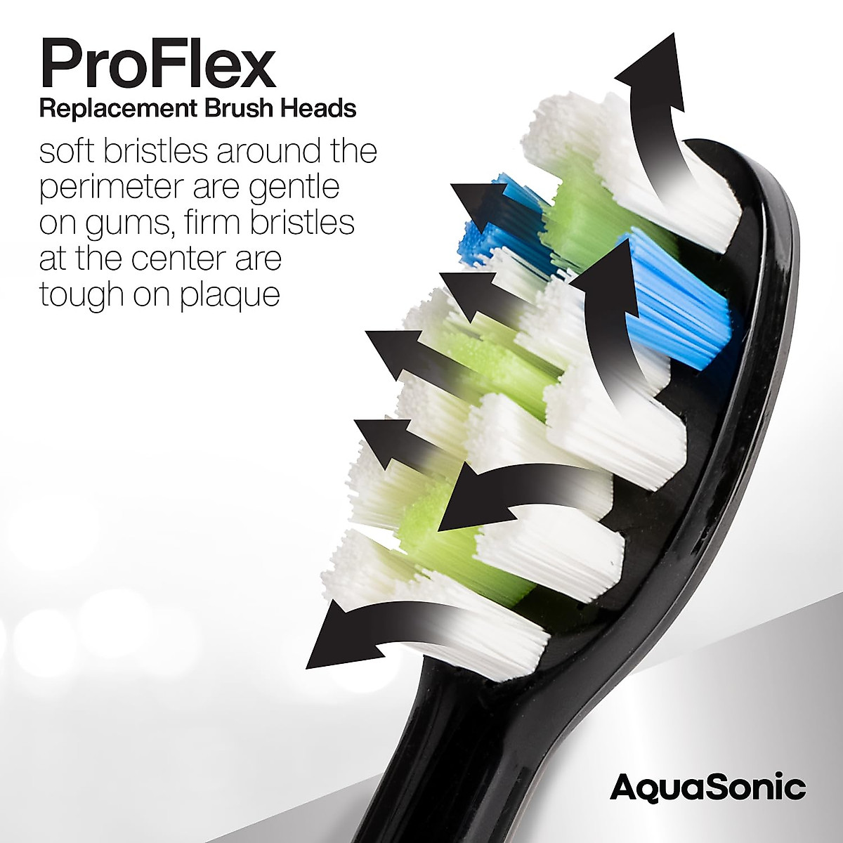 AquaSonic Duo PRO 8-Pack Replacement Brush Heads - Upgraded Proflex Brush Heads for Improved Plaque Removal - Genuine AquaSonic