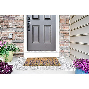Lavender-Welcome-Doormat Outdoor-Entrance - Coir-Non-Slip Seasonal-Spring Summer Indoor Home Decor Front Door Mats