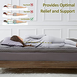 TopTopper Mattress Topper Full Size, Cooling Mattress Pad Cover for Hot Sleepers, Extra Thick 5D Snow Down Alternative Overfilled Plush Pillow Top with 8-21 Inch Deep Pocket -54"x75" Dark Grey