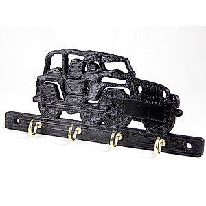 4x4 Rock Crawler Off Road Offroad Key Rack Holder Hanger Key Hooks - Four Hooks Installed - 6" Wide x 2 1/3" Tall x 3/16" Thick