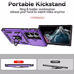 ONOLA Case with Kickstand and Slide Camera Cover [Military-Grade] Full Body Drop Tested Protective Cover for Samsung Galaxy S23 Ultra (2023) (Purple)