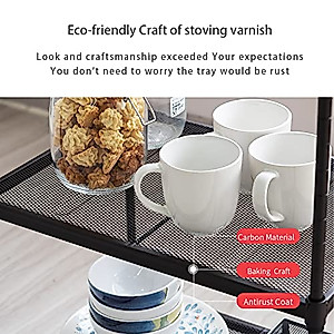 OVICAR 4-Tier Wire Storage Shelves, Adjustable Shelving Units with Wheels, Steel Metal Storage Rack for Kitchen Pantry Closet Laundry, Durable Organizer Garage Tool Storage Shelf (Black, 4 Tiers)