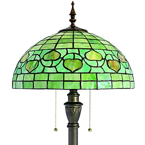 ZJART Tiffany Floor Lamp Green Stained Glass Apple Style Reading Lamp W16H70 Inch Tall Antique Standing Pole Light Bronze Finsh, Bright Lighting Decor Home Corner Living Room Bedroom Office