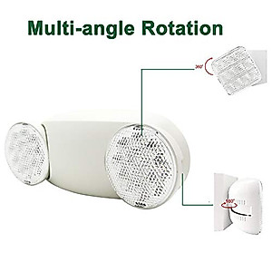 OSTEK LED Emergency Exit Lighting Fixtures with Two Heads, US Standard Adjustable Integrated LED Emergency Light with Battery Backup, UL 924 Qualified (1)