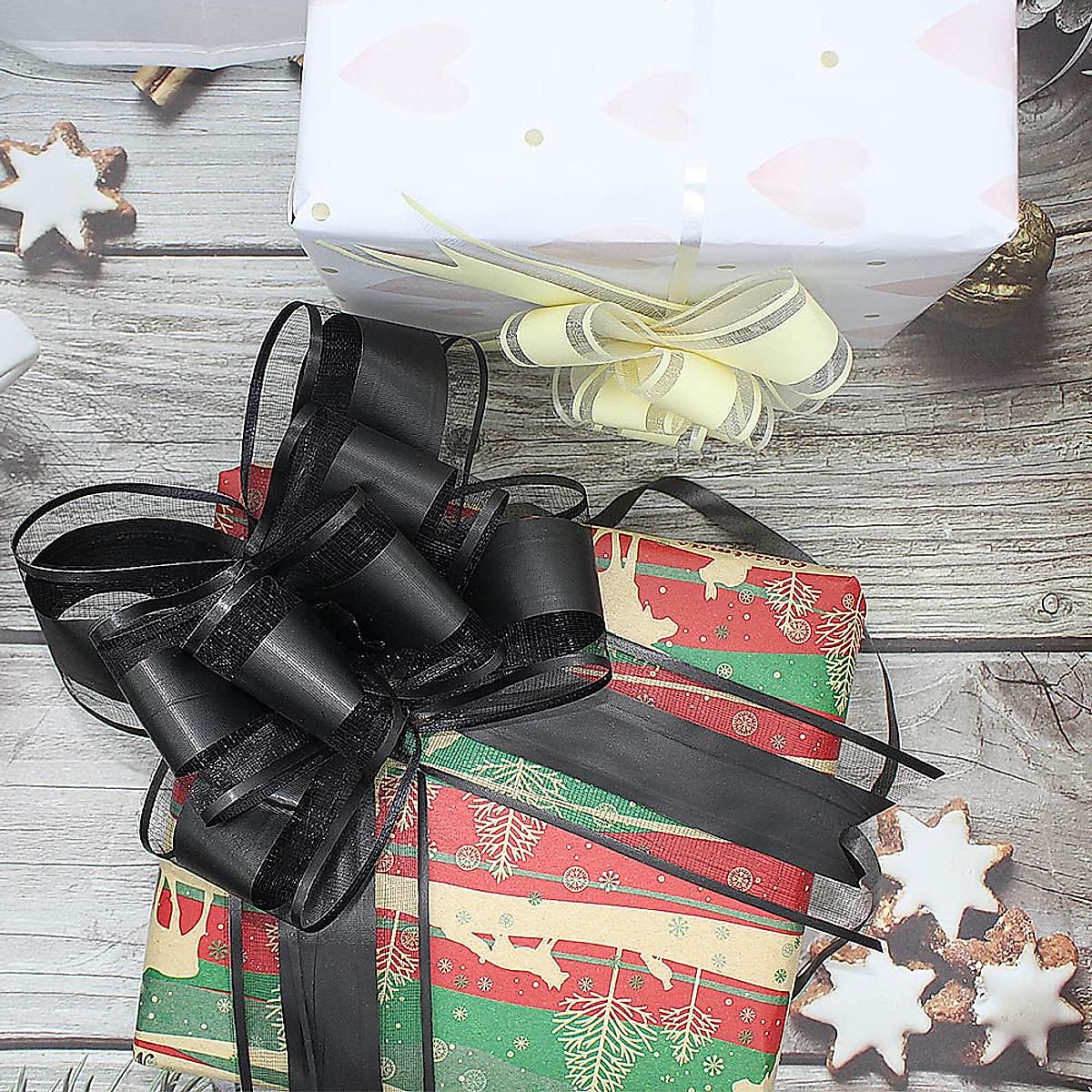 WDHHNP 20 PCS Large Bow Gift Wrapping Bows, Wedding Gift Blue Ribbon Laorgan Yarn Ribbon Bow, Party Birthday Holiday Gift Wrapping Bow, Christmas, Valentine's Day Present Decoration Bow.