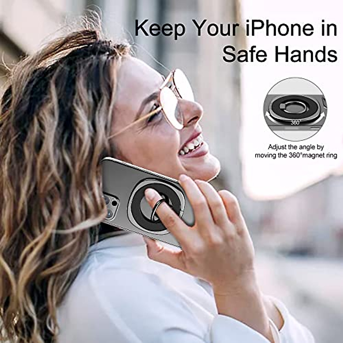 StarBakeSi Magnetic Phone Ring Holder, Compatible with Magsafe Phone Grip and Stand 3 in 1, Phone Holder for Hand, 180° Adjustable Phone Kickstand for iPhone 14 Pro Max, iPhone 14/13 / 12 Series