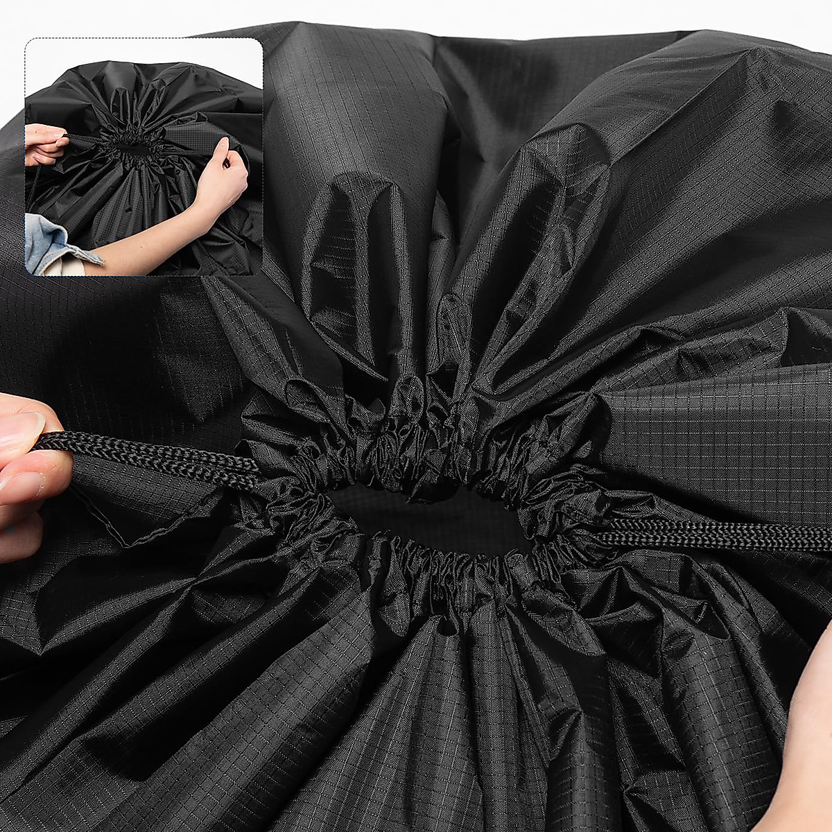 ADVcer 2pack Extra Large Laundry Bag 55x43.3" + Silicone Tote Handle, Heavy Duty Oxford Dirty Clothes Travel Drawstring Bags Storage Sack, Easy fit Laundry Hamper and Basket (Machine Washable, Black)