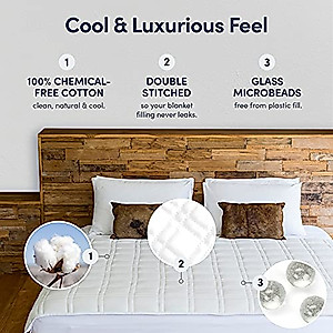 Baloo Soft 20lb Full/Queen Weighted Blanket with Removable Linen Cover - Heavy Cotton Quilted Blanket - White, 60x80 inches Living