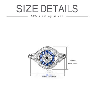 PEIMKO 925 Sterling Silver Turkish Evil Eye Rings for Women, Cubic Zirconia Evil Eye Jewelry Protection Lucky Birthday Gift Size 5-12 (8)
