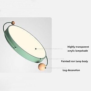 Green Simple and Atmospheric Round Ceiling Lamp Creative And Warm Log Decorative Hanging Lamp Boys Girls Bedroom Study Room Dining Room Kindergarten Flush Mount Ceiling Light Fixture ( Color : White l