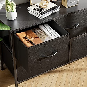 Dresser for Bedroom, Dresser for Kids Room, 5 Drawers Dresser Chest of Drawers for Bedroom, Metal Frame and Wood Top for TV Stand up to 45 inch with Fabric Storage Drawer Units for Living Room