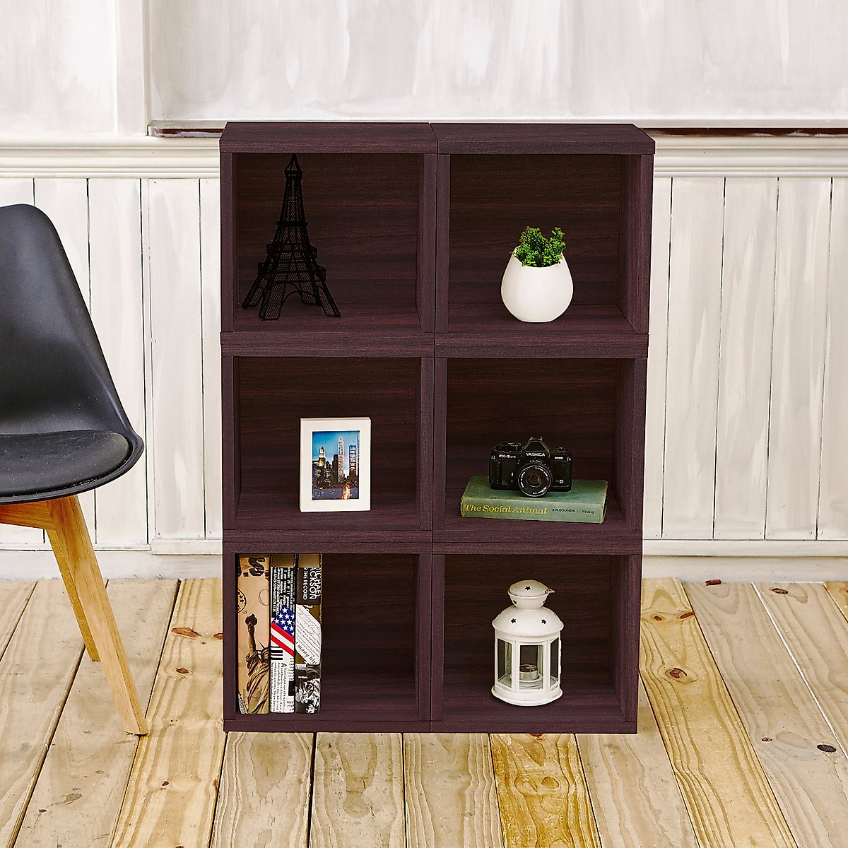Way Basics,1 shelves Eco Stackable Storage Cube, Cubby Organizer (Tool-Free Assembly and Uniquely Crafted from Sustainable Non Toxic zBoard paperboard), Espresso (11.2"D x 12.8"W x 13.4"H)