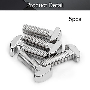 MroMax 5 Pcs M8 Thread M8-1.25x25mm T Slot Bolts Carbon Steel Drop-in Stud Sliding Screw Bolt Metric Hammer Head Bolt for European Standard 40 Series Aluminum Extrusions Silver 5Pcs