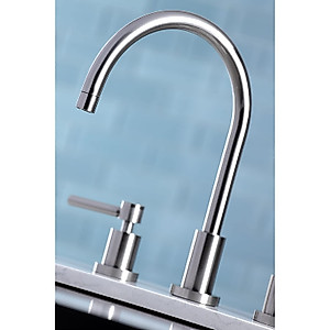 Kingston Brass KS8726DLLS Concord Widespread Kitchen Faucet, 7-7/8 inch in Spout Reach, Polished Nickel