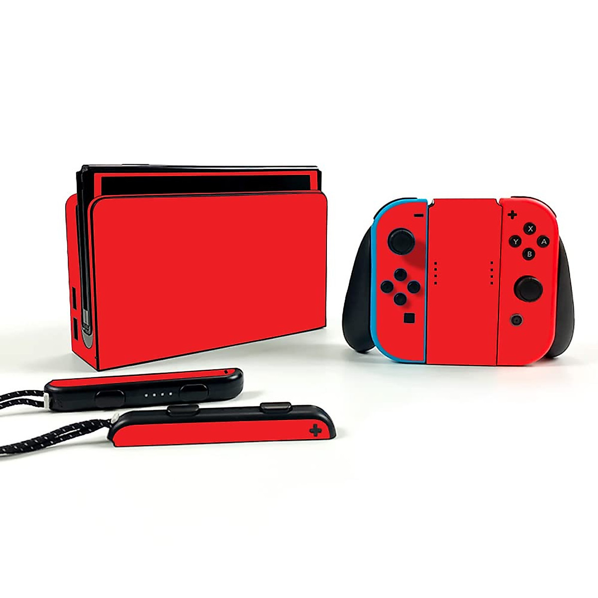 MightySkins Skin Compatible with Nintendo Switch OLED - Solid Red | Protective, Durable, and Unique Vinyl Decal wrap Cover | Easy to Apply, Remove, and Change Styles | Made in The USA