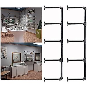 FOF FRIEND OF FAMILY (52" Tall,5 Tier, 2 pcs) Industrial Retro Wall Mount Iron Pipe Shelf Hung Bracket DIY Storage Pipe Shelving Bookshelf