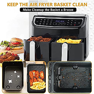 Air Fryer Silicone Pot, Moleath 2Pcs Rectangular Air Fryer Liners Reusable Silicone Air Fryer Basket Insert for Ninja Foodi Dual DZ201 DZ401 DZ090 DZ550 6-10QT and Instant Pot 8QT Dual Air Fryers