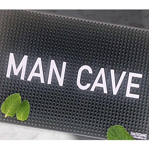 Man Cave 17.7" x 11.8" Funny Bar Spill Mat Rail Countertop Accessory Home Pub Decor Slip Resistant Bar Covering for Craft Brewery Kitchen Cafe Restaurant