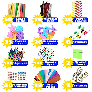 Craft Spot! Art and Craft Supplies for Kids, All in One DIY Crafting Collage Arts Set with Exquisite Gift Box, Craft Art Supply Kit for Toddlers Age 4 5 6 7 8 9