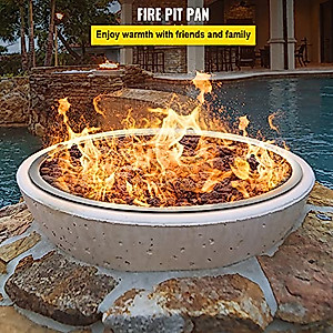 VEVOR Drop in Fire Pit Pan, 19" x 19" Round Fire Pit Burner, Stainless Steel Gas Fire Pan, Fire Pit Burner Pan w/ 1 Pack Volcanic Rock Fire Pit Insert w/ 90K BTU for Keeping Warm w/Family & Friends