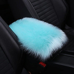 TOTMOX Center Console Cushion Pad Armrest Pad, Furry Armrest Cover, Car Interior Accessories, Blue