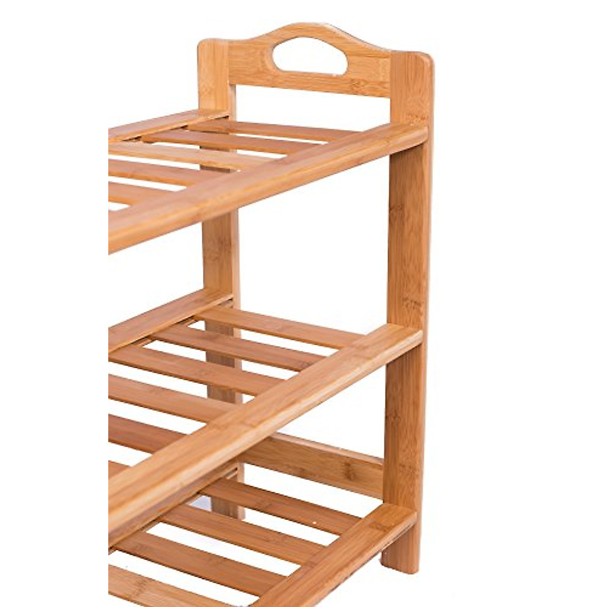 BirdRock Home 3 Tier Free Standing Shoe Rack with Handles - Natural Bamboo - Wood - Closets and Entryway - Storage Organizer Stand - Fits 9 Pairs of Shoes