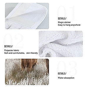 Kcldeci Winter Furry Scottish Highland Cow Hanging Hand Towels with Hanging Loop Bathroom Hand Towels Soft Thick Dish Cloth Hand Dry Towels Hand Towels for Kitchen Bathroom Hanging 2Pack