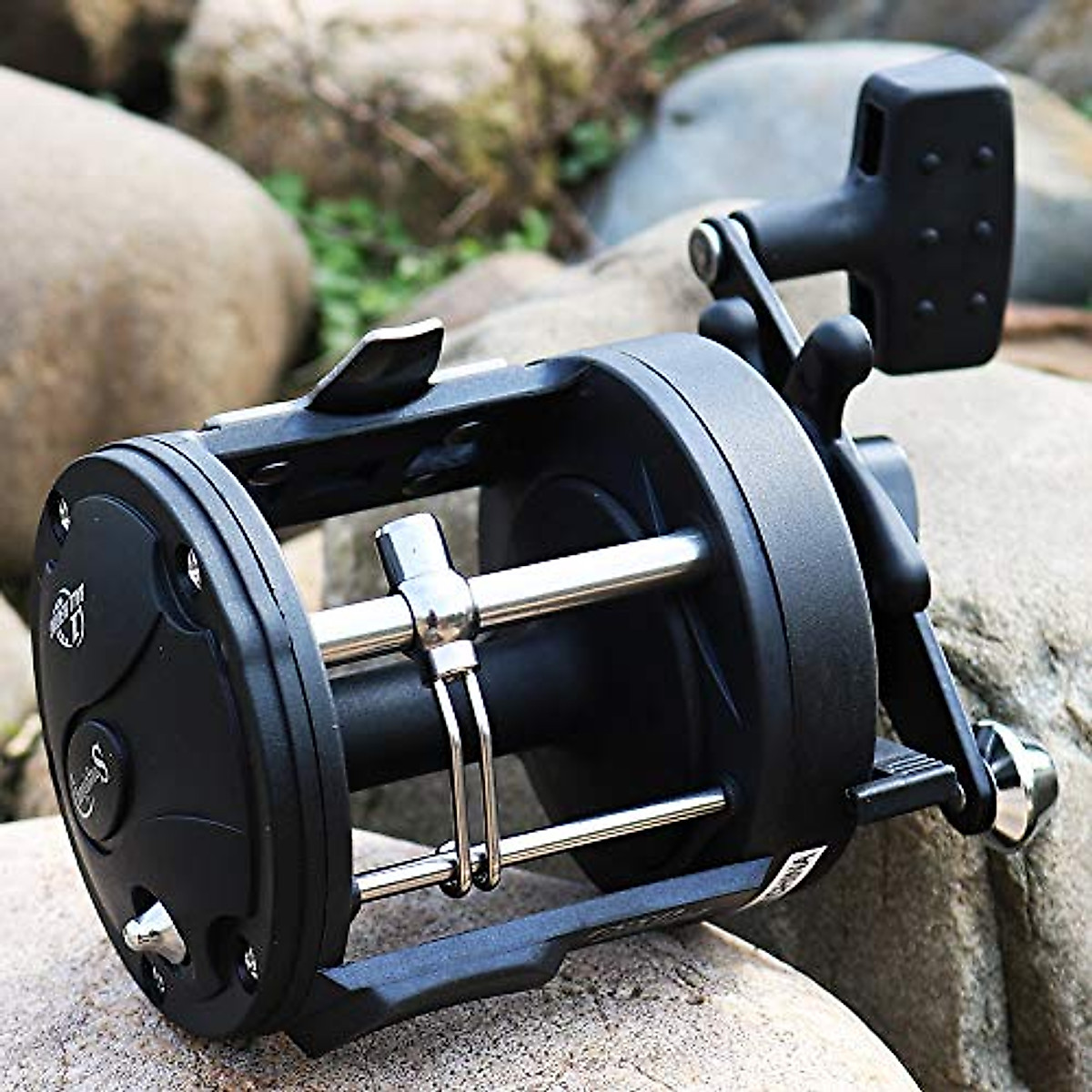Sougayilang Trolling Reel Graphite Level Wind Fishing Reels, High Speed Gears Smoothest Drag, Popular Method Used Boat Saltwater Surf Casting Fishing,Size 3000L