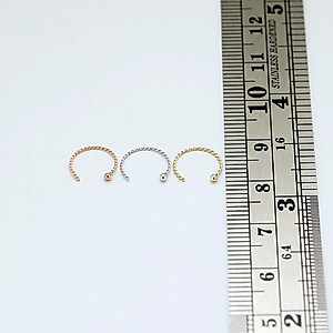 PiercingPoint 9KT Solid Yellow Gold 22 Gauge (0.6MM) - 5/16 (8MM) Length Half Nose Twister Hoop Ring Nose Jewelry