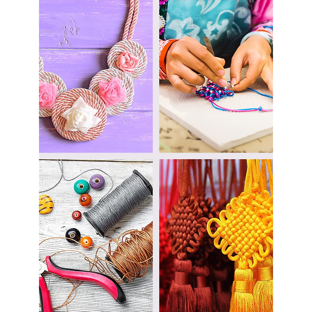 Mandala Crafts Nylon Satin Cord - 1mm Nylon Cord for Jewelry Making Beading - 109 Yds Braided Nylon Satin String Black Nylon String for Bracelets Rattail Trim Chinese Knot