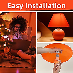 KKHLGB LED A19 Orange Light Bulb, 9W (60W Equivalent), E26 Base for Halloween, Christmas Decoration, Porch, Home Lighting, Party, Bars, Holiday Lighting, 2-Pack