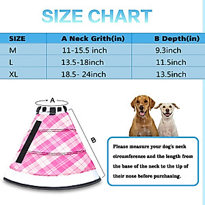 INKZOO Dog Cone Collar for After Surgery, Soft Pet Recovery Collar for Dogs and Cats, Adjustable Cone Collar Protective Collar for Large Medium Small Dogs Wound Healing (Pink Plaid, X-Large)