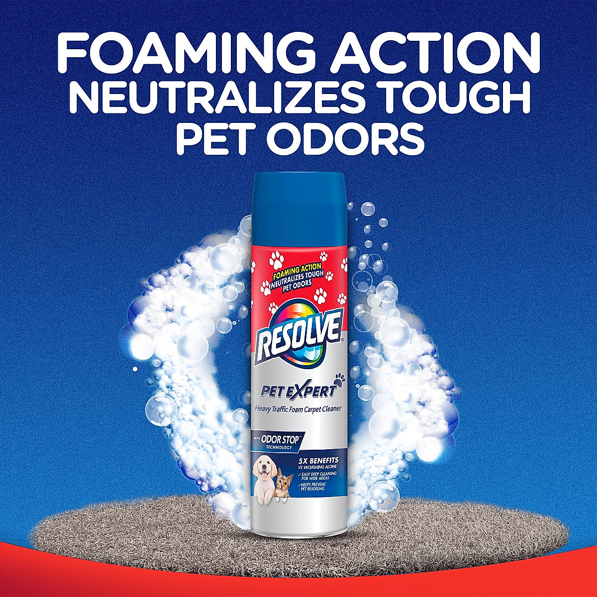 Resolve Pet High Traffic Carpet Foam, 22 oz, Cleans Freshens Softens & Removes Stains