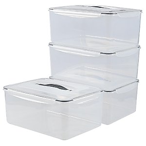Gainhope 4 Packs Large Airtight Food Storage Containers with Silicone Gasket Sealing Lid, 16 L / 546 Oz, Plastic Storage Bins Boxes for Bread, Rice, Flour, Dog Cat Bird and Other Pet Food