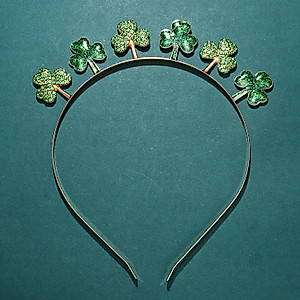 St. Patrick's Day Headband Festival Rhinestone Glitter Shamrock Hair Accessories Green Lucky Irish Clover Hair band Ornament for Women Girls Saint Patrick's Day Party Decorations Decor (shiny green