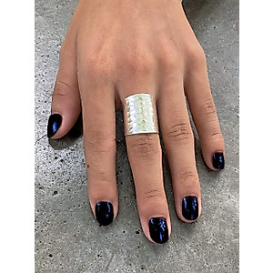 Hammered Sterling Silver Handmade Classic Wide Band Boho Statement Ring, Shiny Finish Wrap Band Adjustable to Sizes 6-12, Also as Thumb Ring, Gift for Her