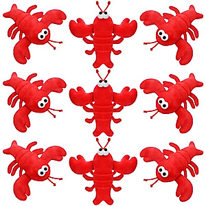 9 Pack Lobster Stuffed Animal Lobster Plush Cute Lobster Doll Toy Soft Small Stuffed Lobster Hanging Ornaments for Keys Purse Backpack School Bags, DIY Birthday Party Favors, 6.7 x 5.5 Inch