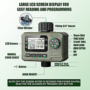 Sprinkler Timer, Programmable Water Timer for Garden Hose, Automatic/Manual Watering, IP65 Waterproof, Ideal for Outdoor Garden Faucet, Drip Irrigation System & Lawn/Yard Watering